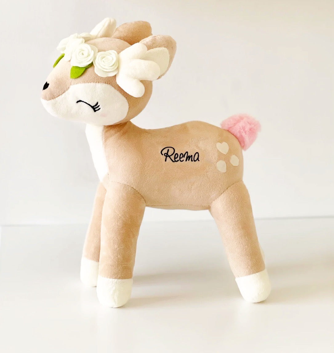 Large Plush Deer with Name- Choose your Color – BEBIMINE LLC