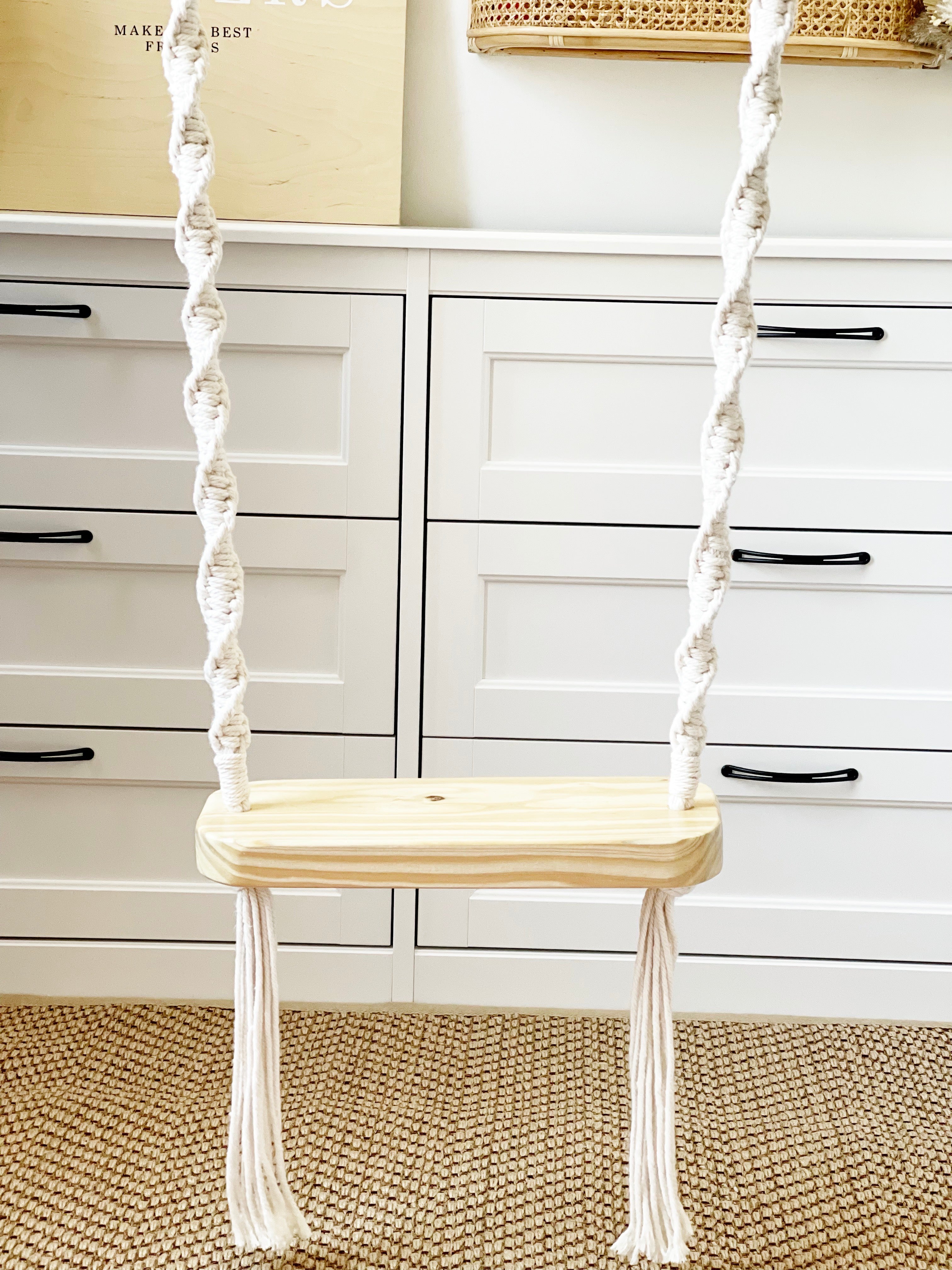 Luxury BOHO Macrame wooden Swing - 2 point Seat connection – BEBIMINE LLC